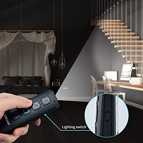 Rechargeable Key Finder with Flashlight, SIMJAR Wireless RF Item Locator Item Tracker Support Remote Control, 1 RF Transmitter and 4 Rechargeable Receivers, Key, Pet, Wallet Tracker