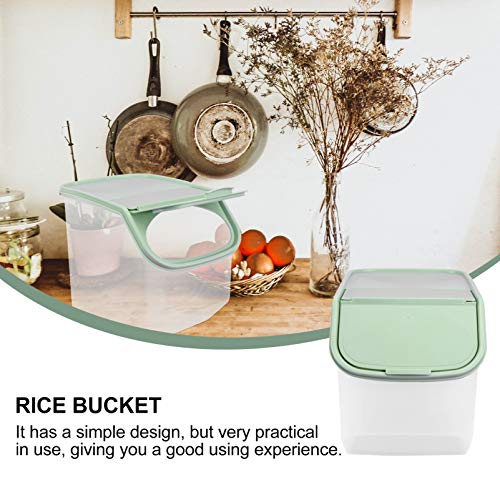 Cabilock Rice Storage Container Plastic Food Grain Holder Bin Dispenser Large Moisture Proof Household Cereal Bucket Tank Saver for Rice Flour Cereal Bread Pantry Organizer Green