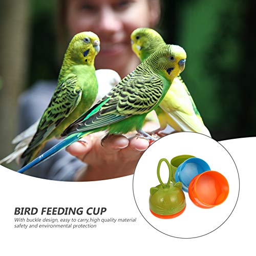 POPETPOP Bird Feeder Cups, Parrot Water Treat Box Cat Head Shaped Bird Food Storage Container for Travel Cage Carrier Backpack Accessories 2pcs