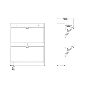 Tvilum, White Bright 2 Drawer Shoe Cabinet