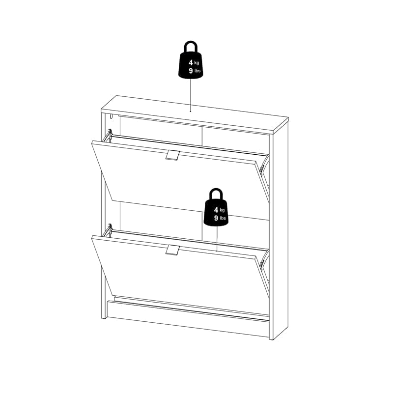 Tvilum, White Bright 2 Drawer Shoe Cabinet