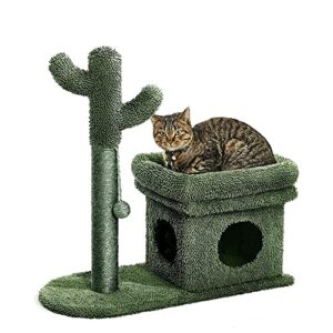 catinsider 2 in 1 cat scratching post kitty condo with dangling ball for small cats green