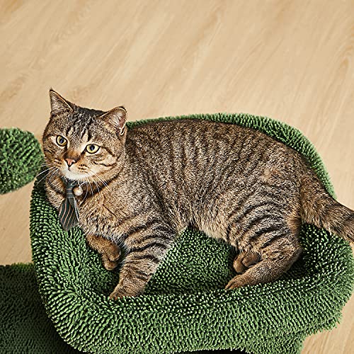 Catinsider 2 in 1 Cat Scratching Post Kitty Condo with Dangling Ball for Small Cats Green