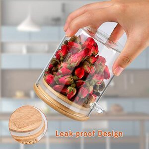 Worldity 14Oz/414ML Glass Jar Containers with Lids and Spoon, Airtight Lid Sealed Storage Container Jar with Scoop for Bath Salt, Sugar, Spice, Coffee, Candy, Pepper(Clear, Set of 2)