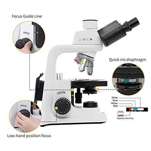 Swift Stellar 1-T Professional Lab Compound Microscope, 40X-2500X Magnification, Siedentopf Trinocular Head, Mechanical Stage, Ultra-Precise Focusing, Camera-Compatible, User and Eco-Friendly Design