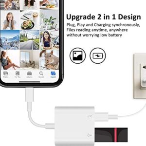 [Apple MFi Certified] Lightning to USB Camera Adapter for iPhone, USB OTG Adapter with Fast Charging Port Portable Compatible with iPhone/iPad/Card Reader/USB Flash Drive/Keyboard/Mouse Plug and Play