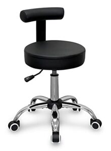 topline housewares 360-degree rolling swivel adjustable 'timmy' stool with lumbar back support - chrome/black