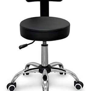 Topline Housewares 360-Degree Rolling Swivel Adjustable 'Timmy' Stool with Lumbar Back Support - Chrome/Black