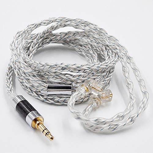 KZ Silver/Blue Hybrid (784 cores) Upgrade Cable, HiFi Earphone Audio Replacement Mixed Wire 3.5mm Compatile with C PIN