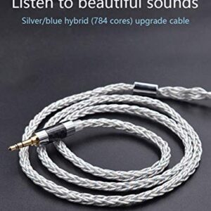 KZ Silver/Blue Hybrid (784 cores) Upgrade Cable, HiFi Earphone Audio Replacement Mixed Wire 3.5mm Compatile with C PIN