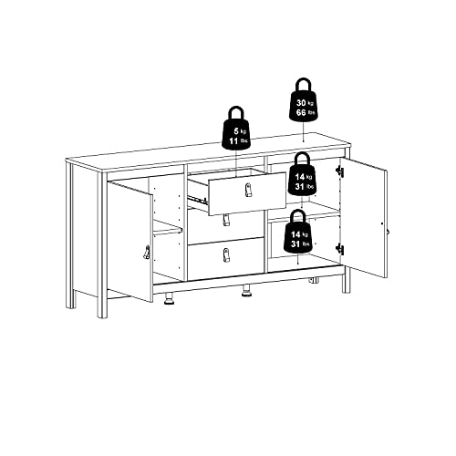 Tvilum, White Madrid 2 Door Sideboard with 3 Drawers