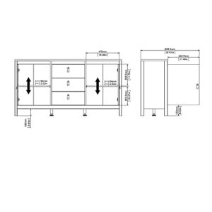 Tvilum, White Madrid 2 Door Sideboard with 3 Drawers