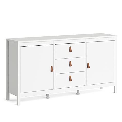 Tvilum, White Madrid 2 Door Sideboard with 3 Drawers