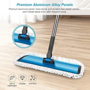 Microfiber Floor Mop for Hardwood Floor Cleaning, Dust Wet Mop with 3 Washable Pads and Aluminum Panel, Professional Flat Mop with Metal Handle for Home Kitchen Wood Laminate Tile Vinyl Cleaning