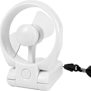 Mini Air cooling fold fan .3 speed control travel mini size hanging on the neck white