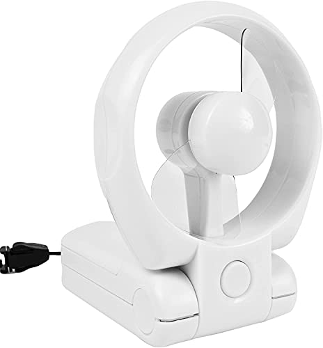 Mini Air cooling fold fan .3 speed control travel mini size hanging on the neck white