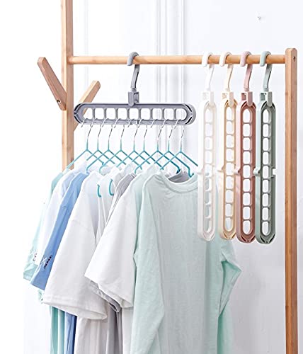 Magic Hanger Space-Saving Hanger Multifunctional Smart Wardrobe Magic Hanger Premium Wardrobe Clothing Stacking Hanger 9 Slots (Pack of 4)