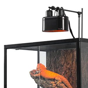 REPTI ZOO Nano Combo Dual Reptile Deep Dome Lamp Fixture for Reptile Max 40 Watts Max Bulb Height 4 inch Per Socket UVB Light Fixture Dual Lamp Cap Combo Integration Design Heat Lighting Lamp