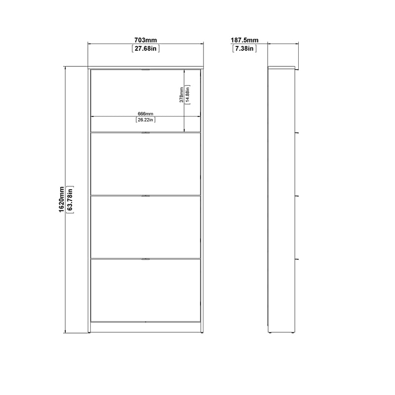 Tvilum, White Bright 4 Drawer Shoe Cabinet