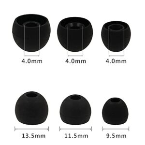 ALXCD Ear Tips for in-Ear Headphones, S/M/L Sizes 12 Pairs Soft Silicone Earbuds Tips Eartips with 3.8mm Connector Hole, Fit Most in-Ear Earbuds(Inner Hole 3.8mm -4.8mm) 12 Pairs, Black, S/M/L