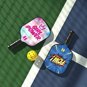 Helium Pickleball Paddle for Kids – Child Size Paddle for Children Under 12, Lightweight Honeycomb Core, Graphite Strike Face, Pickleball Paddle & Drawstring Bag - Girl Power