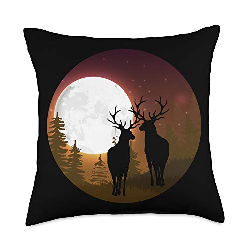 Fawn Wildlife Deer Forest Animal Moonlight Forest Animal Wildlife Nature Deer Throw Pillow, 18x18, Multicolor