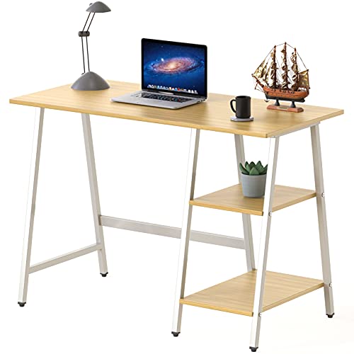 SHW Trestle Home Office Computer Desk, Oak