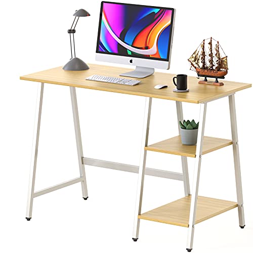 SHW Trestle Home Office Computer Desk, Oak