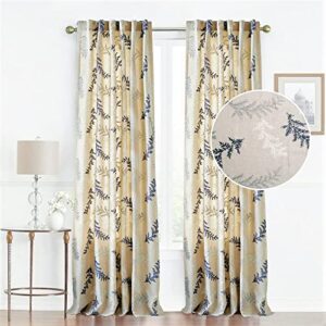 merryfeel polycotton embroidered window curtains 84 inch long 2 panels,rod pocked and back tab fashion curtain drapes for bedroom/living room, 50" w x 84" l, blue