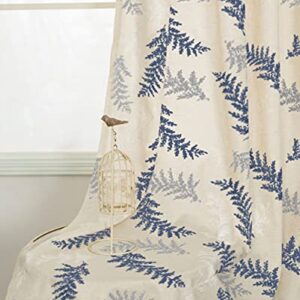 Merryfeel Polycotton Embroidered Window Curtains 84 Inch Long 2 Panels,Rod Pocked and Back Tab Fashion Curtain Drapes for Bedroom/Living Room, 50" W X 84" L, Blue