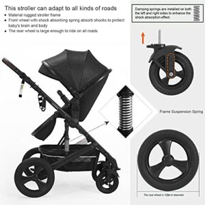 Newborn Infant Toddler Baby Stroller - Cynebaby 2 in 1 High Landscape Convertible Reversible Anti-Shock Bassinet Carriage Pram Stroller Add Cup Holder, Footmuff and Diaper Bag (Starry Night)