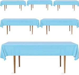 decorrack 6 pack rectangular tablecloths -bpa- free plastic, 54 x 108 inch, dining table cover cloth, light blue (6 pack)