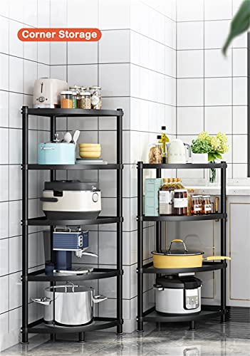 SHELF 5 Tier Kitchen Corner Shelf Rack Multi Layer Pot Rack for Organizer Cookware Stand Stainless Steel Shelves Holder