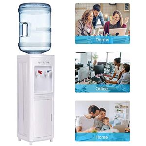 KOTEK Water Coolers Water Dispenser, Hot & Cold Top Loading Water Cooler Dispenser Holds 3 or 5 Gallon Bottles w/ Child Safety Lock, Removable Drip Tray & Storage Cabinet for Home Office School, White