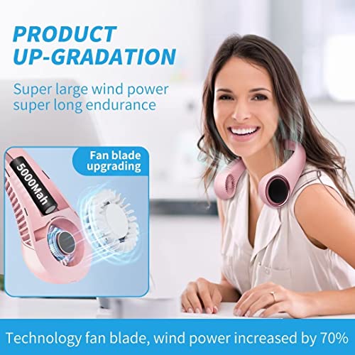 SAMISKO Personal Cooling Portable Neck Fans - USB Rechargeable,360 Free Rotation & Lower Noise Bladeless Battery Operated Design with 3 Speeds Duration 48 hrs, Small Neck Air Conditioner(Black)