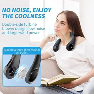 SAMISKO Personal Cooling Portable Neck Fans - USB Rechargeable,360 Free Rotation & Lower Noise Bladeless Battery Operated Design with 3 Speeds Duration 48 hrs, Small Neck Air Conditioner(Black)