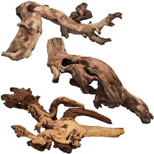 kathson natural aquarium driftwood decoration branches reptiles terrarium ornament wood fish tank habitat decor assorted sizes wood 3 pcs