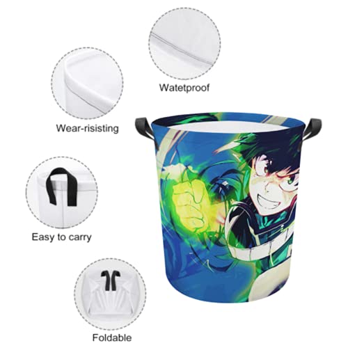 Vivimeng Japanese Anime Cartoon Circular Waterpoor Foldable Hamper Dirty Clothes with Durable Handle for Bedroom,Bothroom,Toys (C,17.316.5IN)