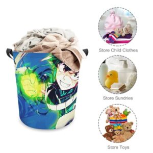 Vivimeng Japanese Anime Cartoon Circular Waterpoor Foldable Hamper Dirty Clothes with Durable Handle for Bedroom,Bothroom,Toys (C,17.316.5IN)