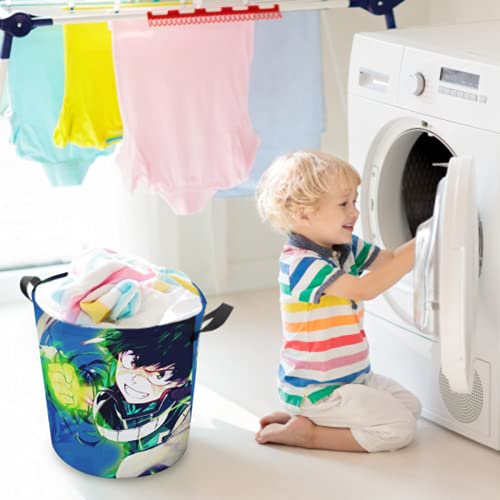 Vivimeng Japanese Anime Cartoon Circular Waterpoor Foldable Hamper Dirty Clothes with Durable Handle for Bedroom,Bothroom,Toys (C,17.316.5IN)