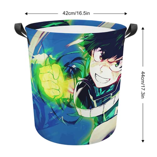 Vivimeng Japanese Anime Cartoon Circular Waterpoor Foldable Hamper Dirty Clothes with Durable Handle for Bedroom,Bothroom,Toys (C,17.316.5IN)