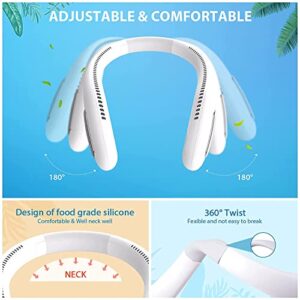 MILPROX F4 Portable Neck Fan,Rechargeable Hands Free Bladeless Personal Mini Fans,3 Speeds 70 Air Outlet, Adjustment Wearable Personal Cooling Fan for Traveling,Sports, Office-White