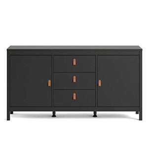 tvilum, black matte madrid 2 door sideboard with 3 drawers