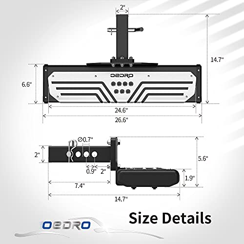 OEDRO Aluminum Towing Hitch Steps for Truck/Car/SUV Vehicles with 2" Hitch Receiver, Rear Bumper Guard Protector, Silver