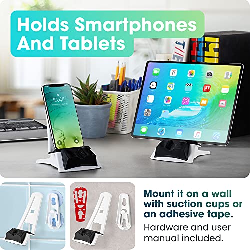 ChikChat Phone Stand/Tablet Holder with Silicone Finger Wiping Mat | Special Phone Holder for Desk to Keep Your Screen Clean | Great Handy iPad & iPhone Stand for Shower, Cooking, Painting and More