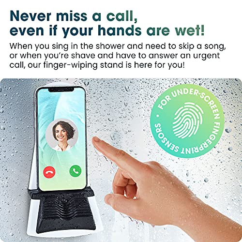 ChikChat Phone Stand/Tablet Holder with Silicone Finger Wiping Mat | Special Phone Holder for Desk to Keep Your Screen Clean | Great Handy iPad & iPhone Stand for Shower, Cooking, Painting and More