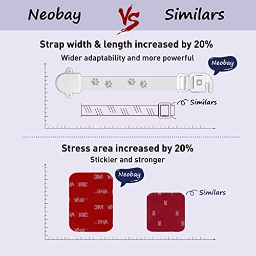 Neobay Adjustable Door Strap and Latch for Cats, Easy Way for Dog Proof Litter Box and Feeding Station, Pet Latch for Door, Economical Alternative of Pet Gates and Interior Cat Door