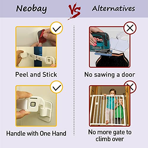 Neobay Adjustable Door Strap and Latch for Cats, Easy Way for Dog Proof Litter Box and Feeding Station, Pet Latch for Door, Economical Alternative of Pet Gates and Interior Cat Door