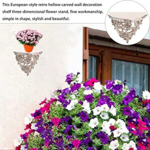 DOITOOL 1PC Resin Floating Wall Shelf Wall Mounted Decorative Display Wall Organizer Retro Hollow Flower Carving Wall Art Decoration Flower Pot Stand Champagne Gold