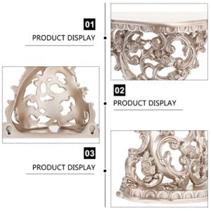 DOITOOL 1PC Resin Floating Wall Shelf Wall Mounted Decorative Display Wall Organizer Retro Hollow Flower Carving Wall Art Decoration Flower Pot Stand Champagne Gold